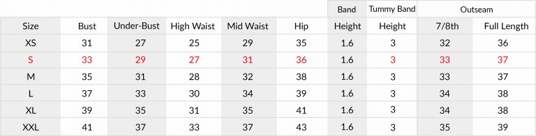 Our size guide is body sizes